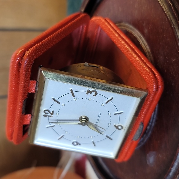 Westclox | Other | Westclox Manual Wind Travel Clock In Genuine Red ...